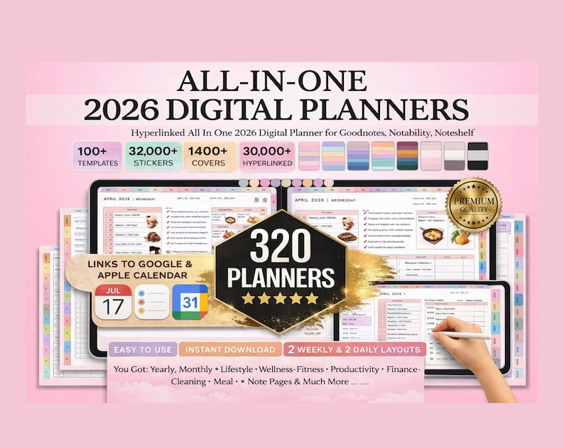 All-in-one Digital Planner 2026, Hyperlink Digital Planner, Daily ...