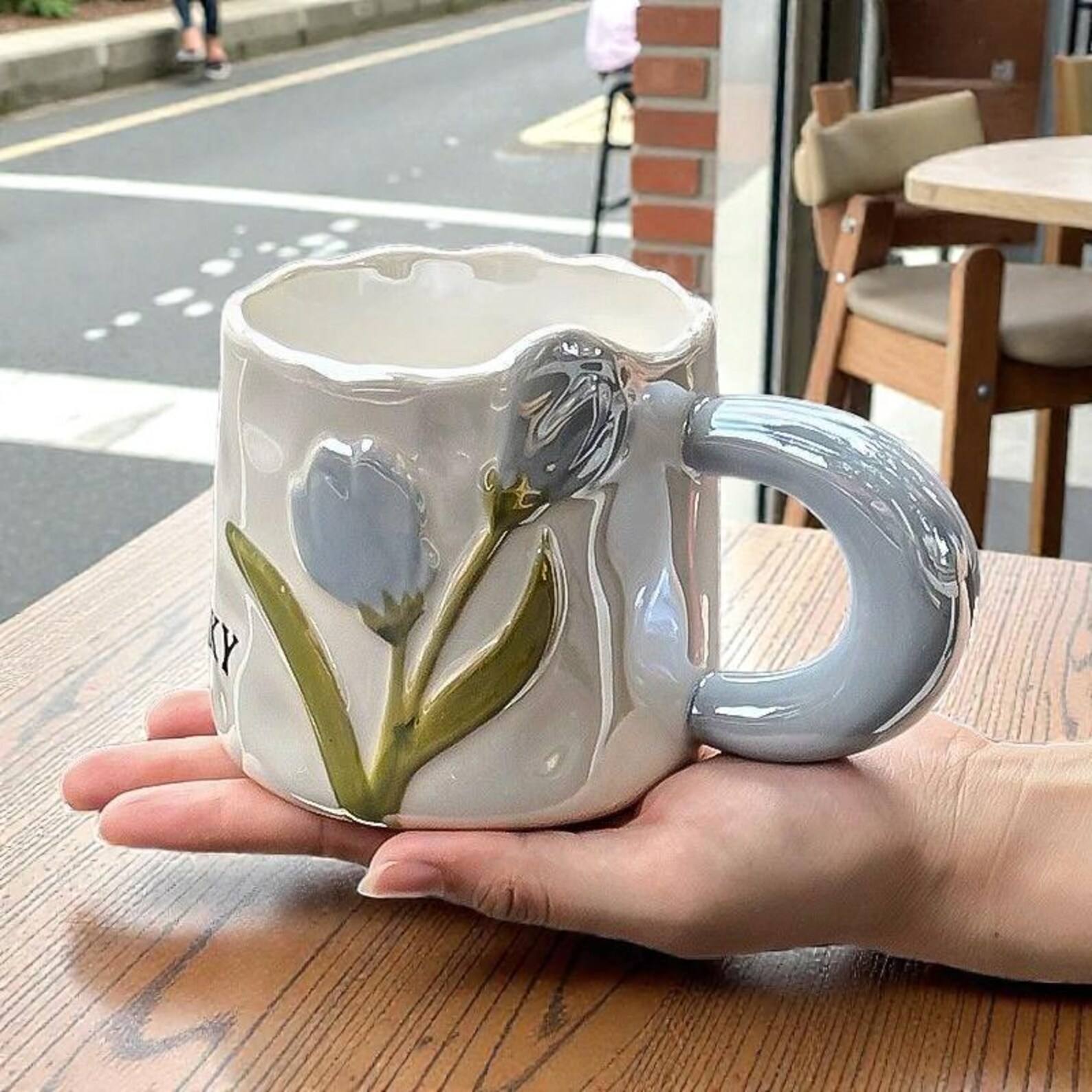 Hand Painted 3D Tulip & Rose Ceramic Mug, Floral Coffee Cup for Best ...