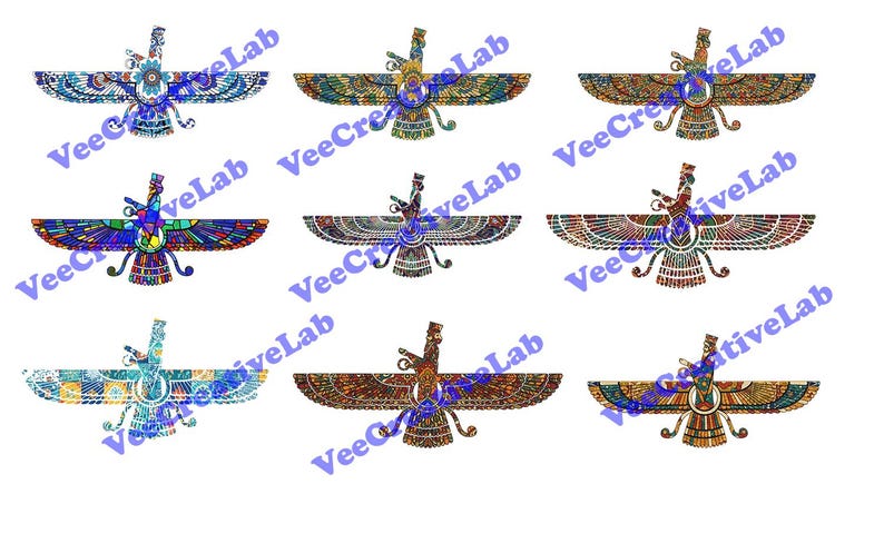 18 Zoroastrian Faravahar PNG Bundle – Ancient Zoroaster Symbol Digital ...