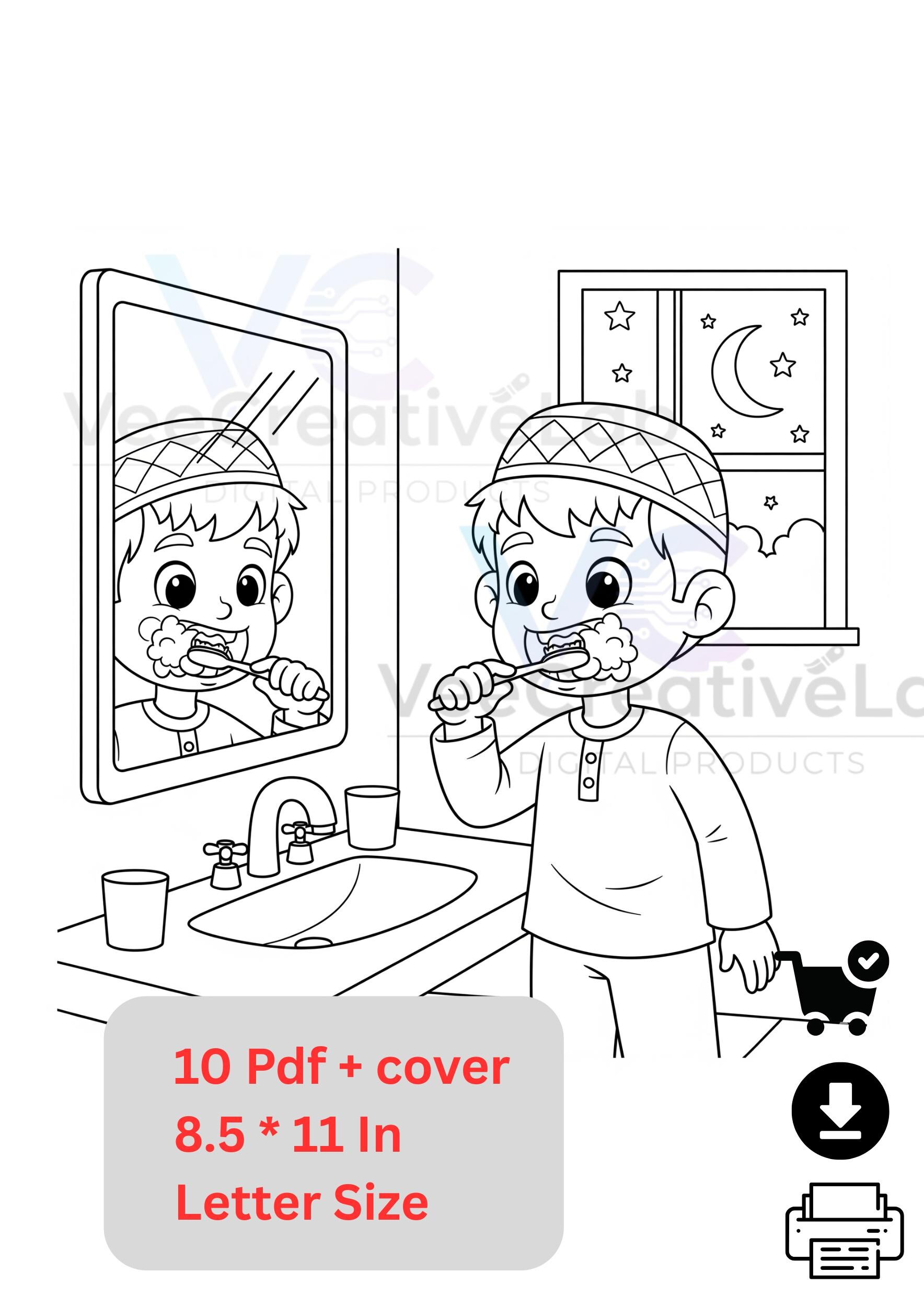 Islamic Manners Coloring Pages for Children - Printable PDF (A4 & US ...