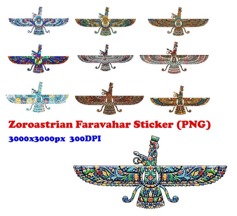 18 Zoroastrian Faravahar PNG Bundle – Ancient Zoroaster Symbol Digital ...