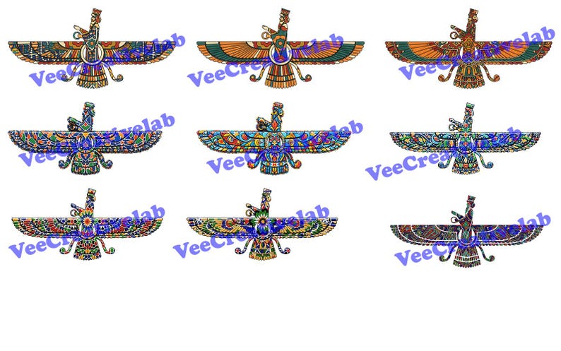 18 Zoroastrian Faravahar PNG Bundle – Ancient Zoroaster Symbol Digital ...