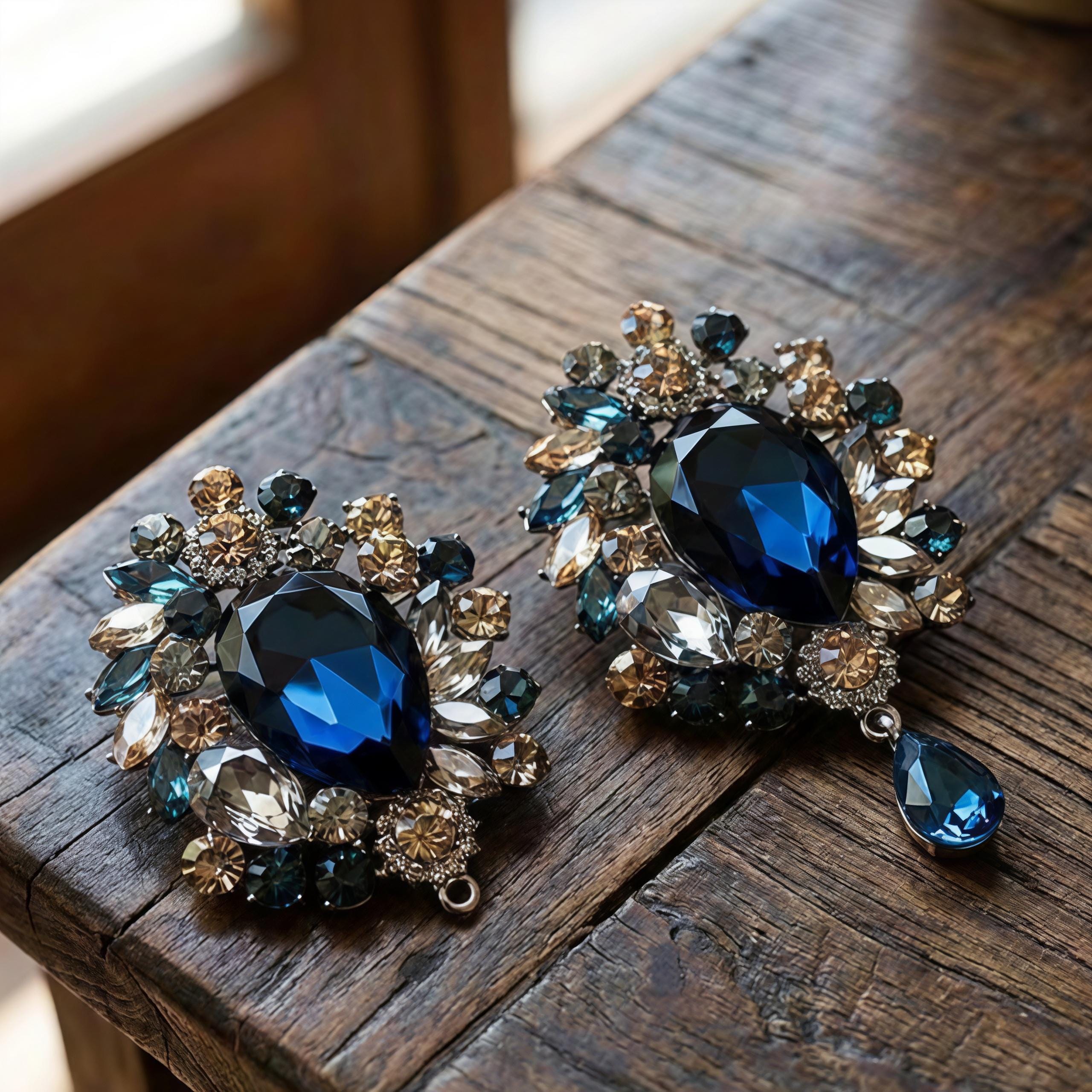 Vintage Crystal Brooch, Set With Large Rhinestones, Baroque Teardrop ...