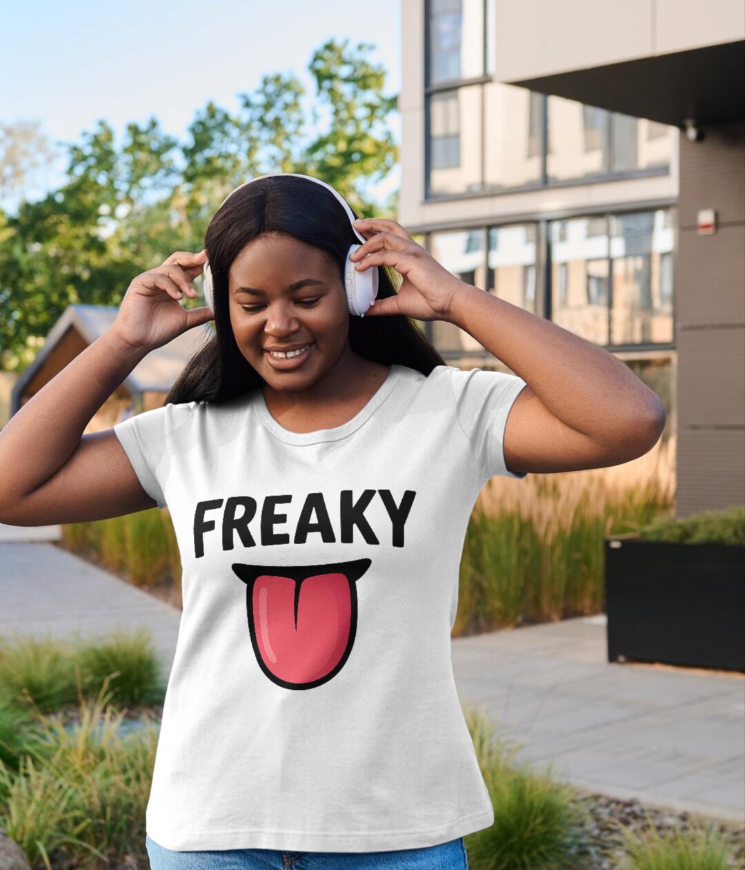 Funny FREAKY Tongue Graphic Tee. Bold Cartoon T-shirt for Women ...