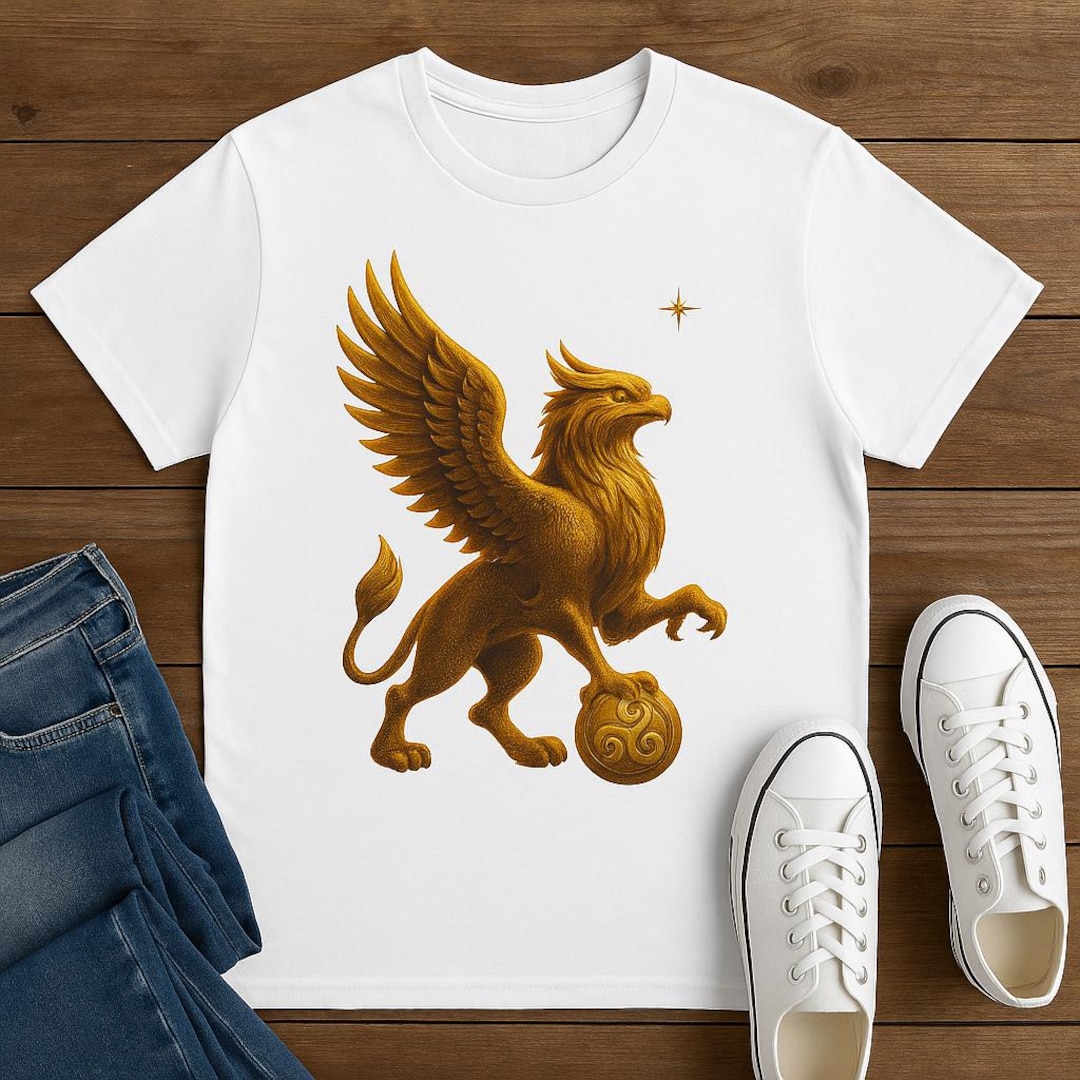 Golden Griffin T-shirt. Mythical Creature Tee. Ancient Symbol Tee ...