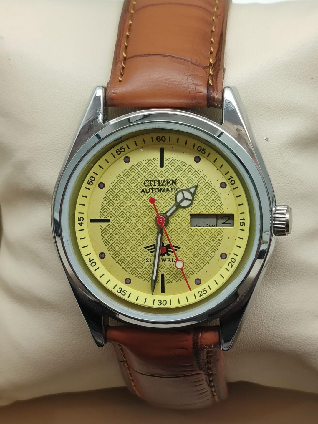 Citizen Automatic Yellow Dial Day-date 21 Jewels Stainless Steel Men's ...