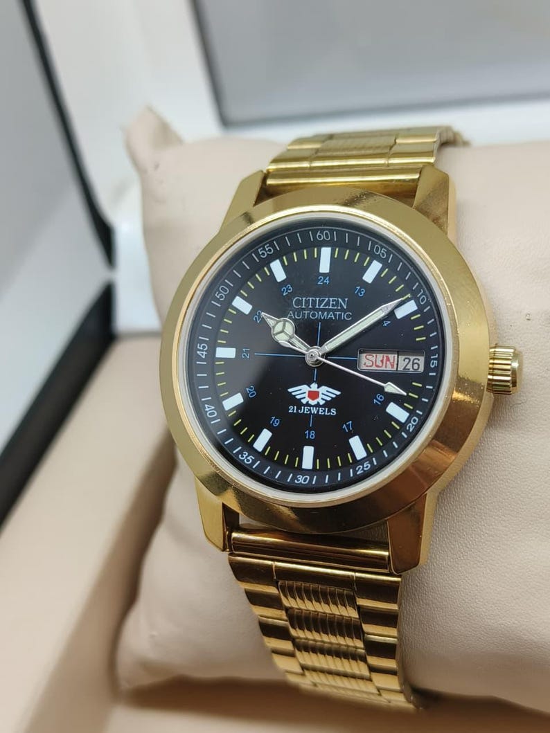 Vintage Citizen Automatic Green Dial 21 Jewels Gold-tone Day-date Men's ...