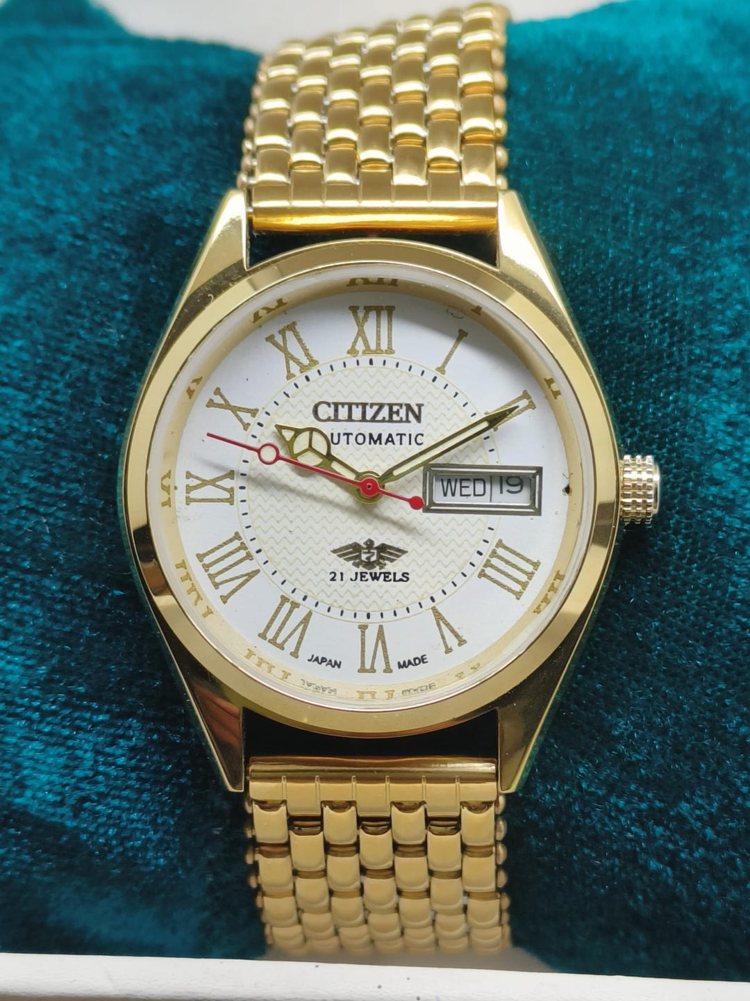 Citizen Automatic Day-date Wristwatch White Roman Dial, Gold Case, 21 ...