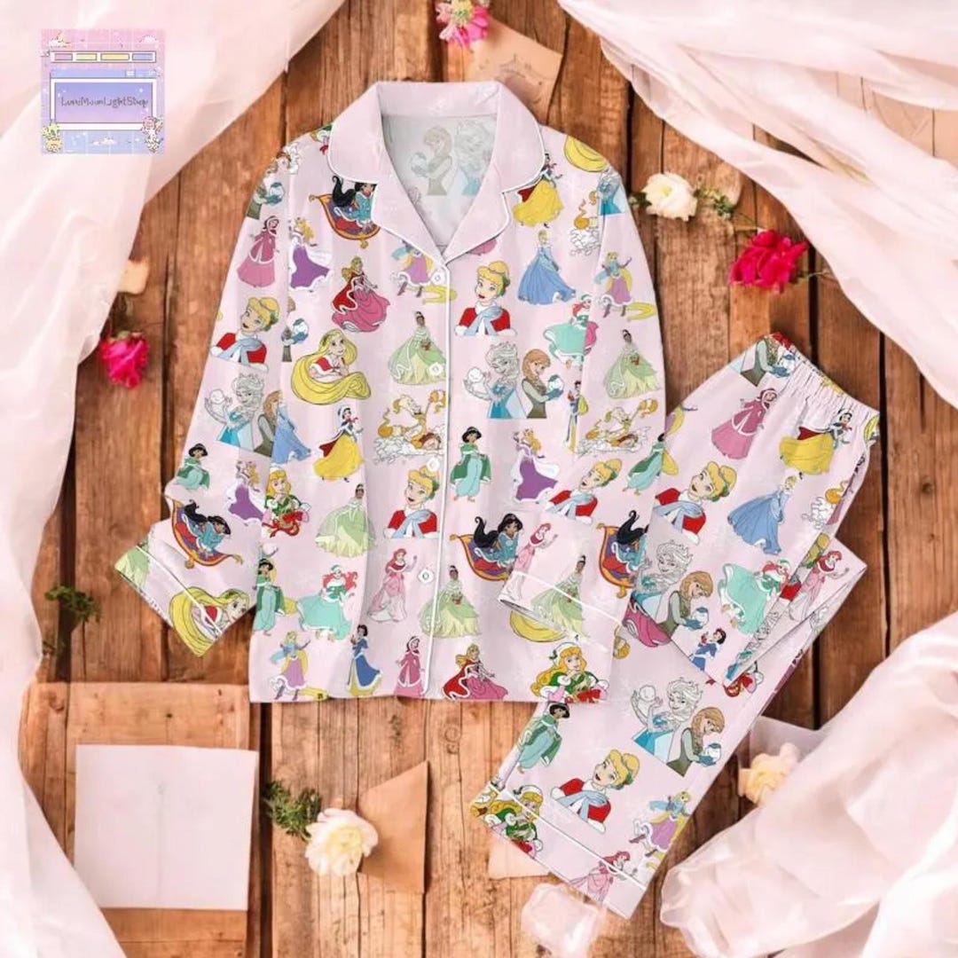 Disney Princess Pajama Set, Christmas Princess Sleepwear for Women ...