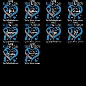I Wear Blue & Gray PNG – Type 1 Diabetes Awareness Family Clipart, T1D ...