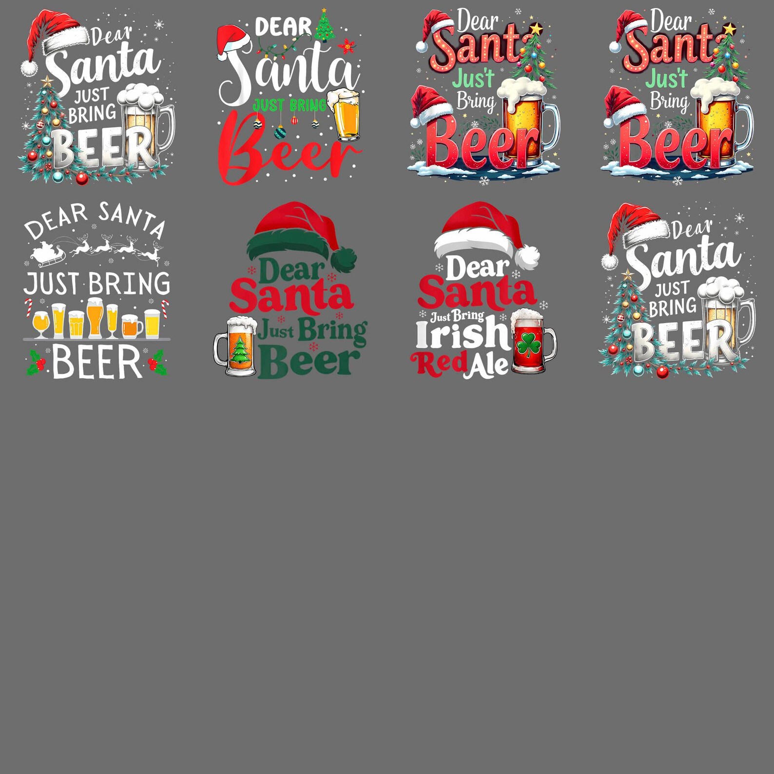 Dear Santa Just Bring Beer Xmas PNG Funny Drinking Holiday Clipart ...
