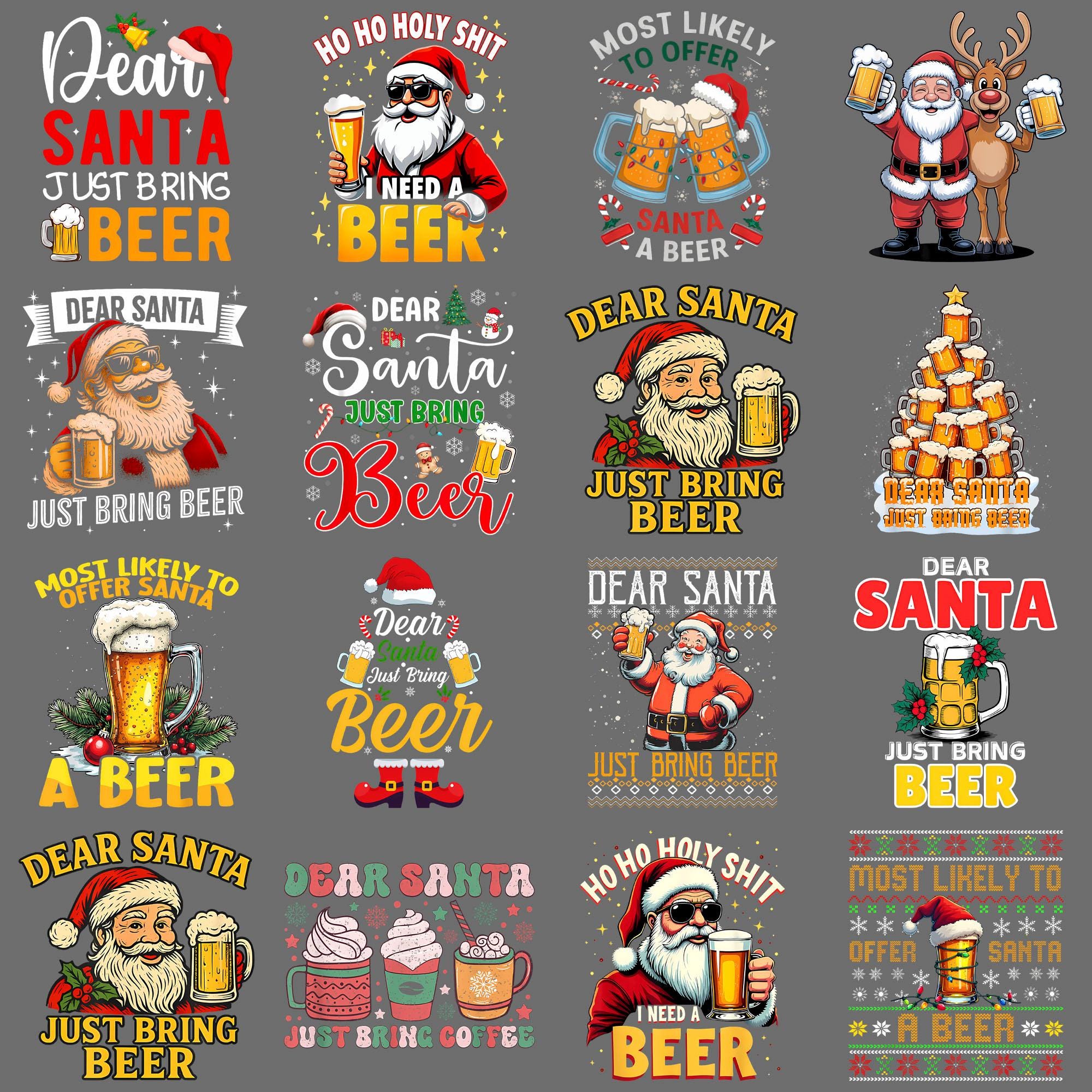 Dear Santa Just Bring Beer Xmas PNG Funny Drinking Holiday Clipart ...