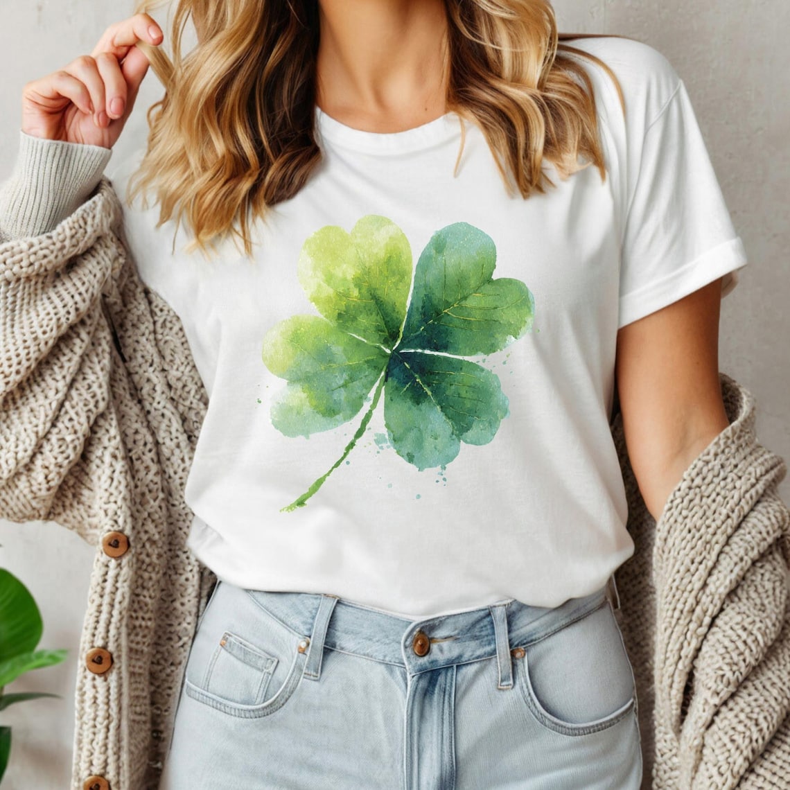 Watercolor Shamrock PNG: St Patricks Day Four Leaf Clover (digital ...