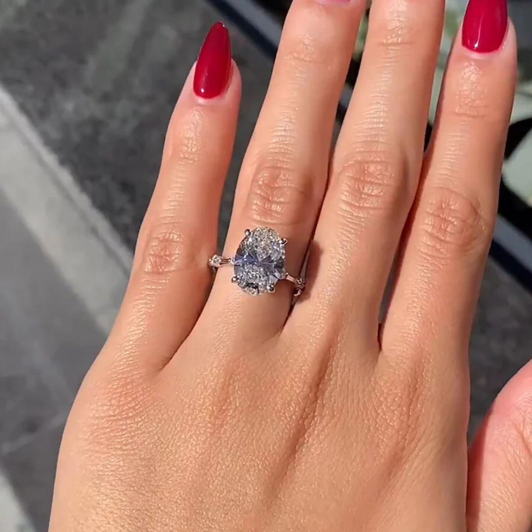 3.5 Hidden Halo Moissanite Cathedral Setting Ring, Oval Cut Wedding ...