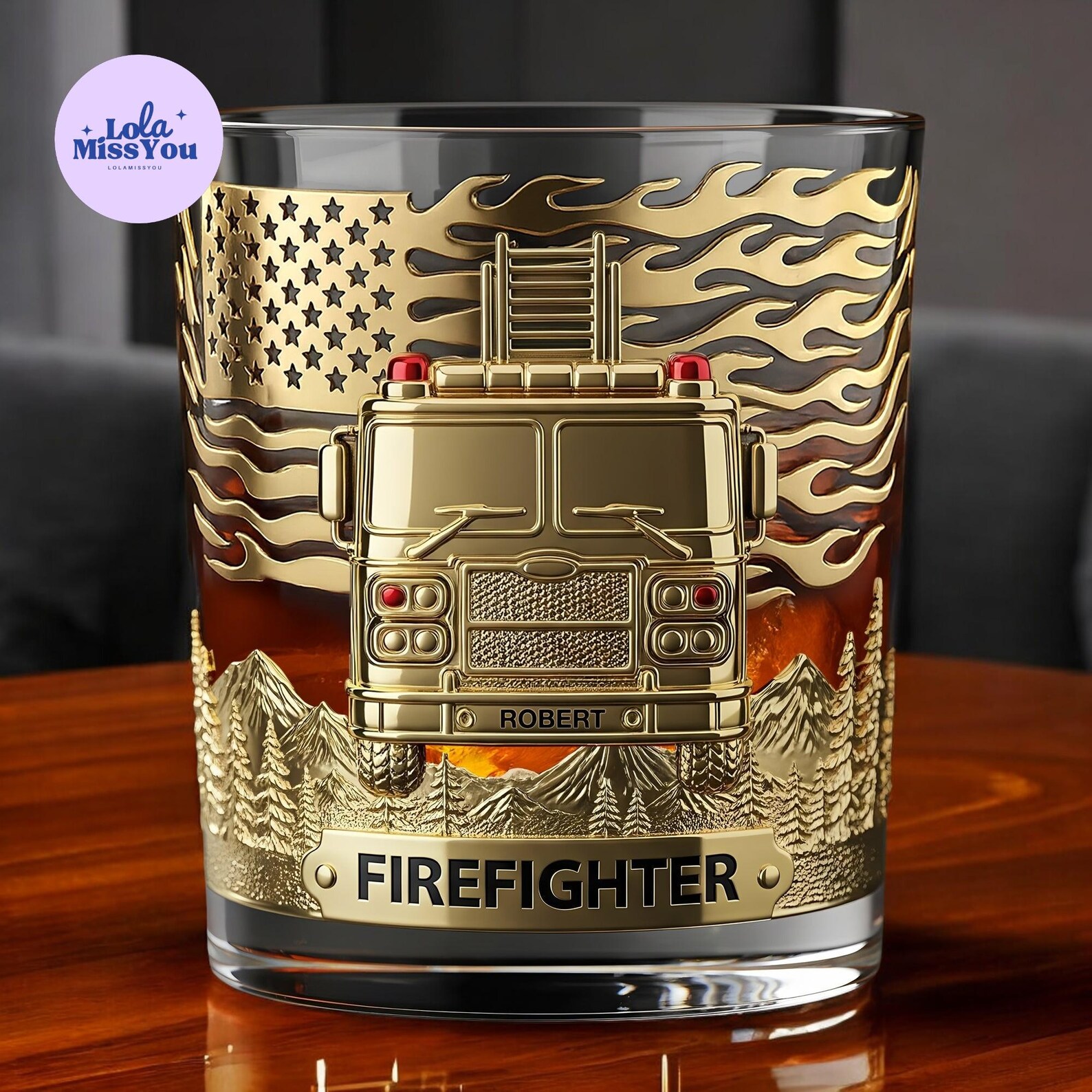 Firefighter Whiskey Glass, Personalized Fire Dept Gift, Firefighter ...