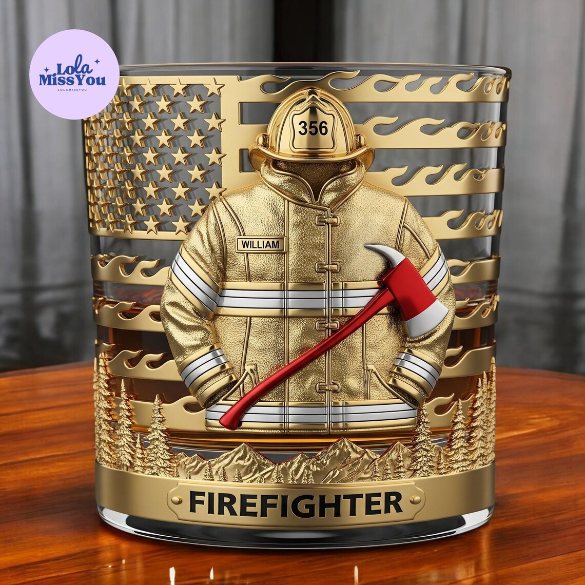 Firefighter Whiskey Glass, Personalized Fire Dept Gift, Firefighter ...