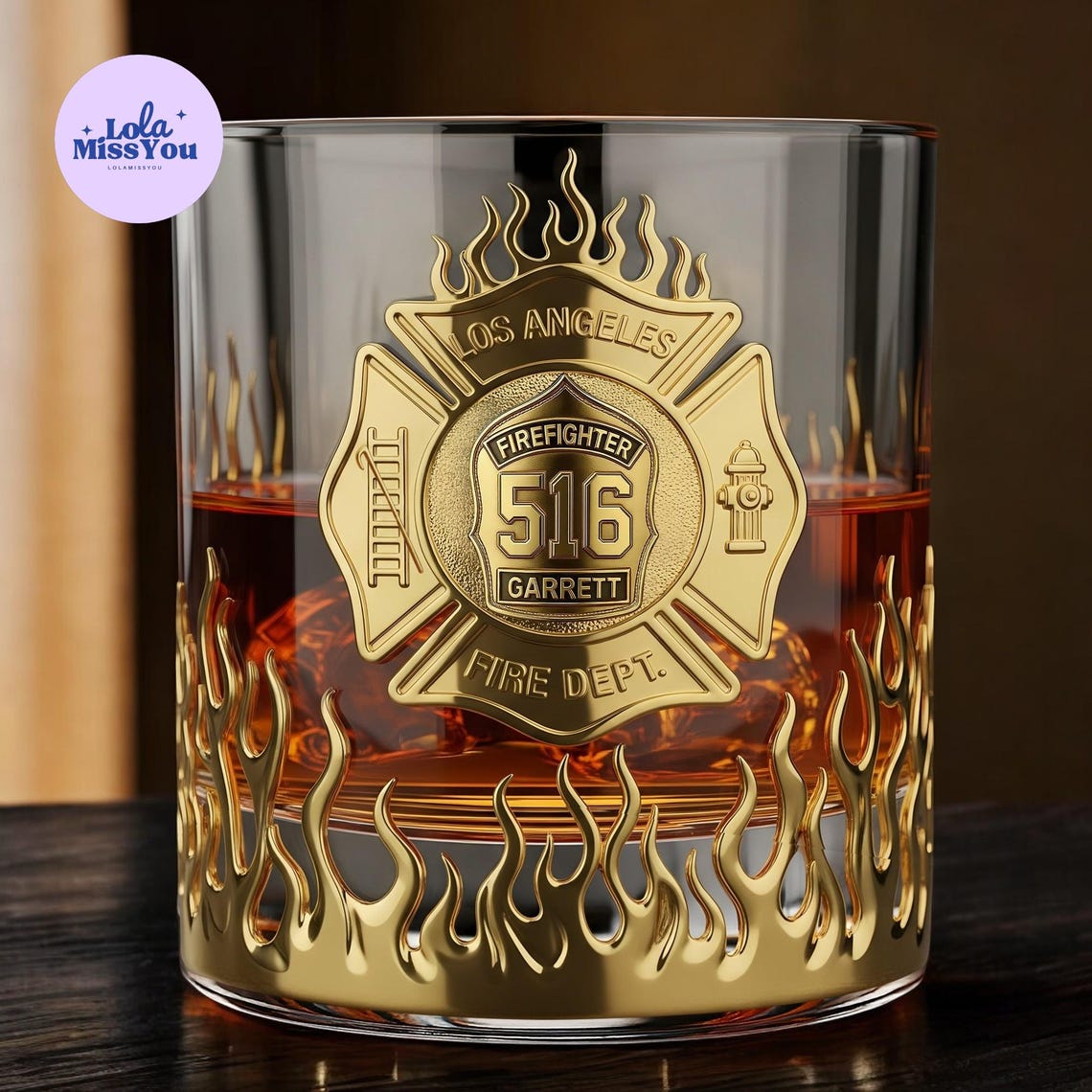 Firefighter Whiskey Glass, Personalized Fire Dept Gift, Firefighter ...