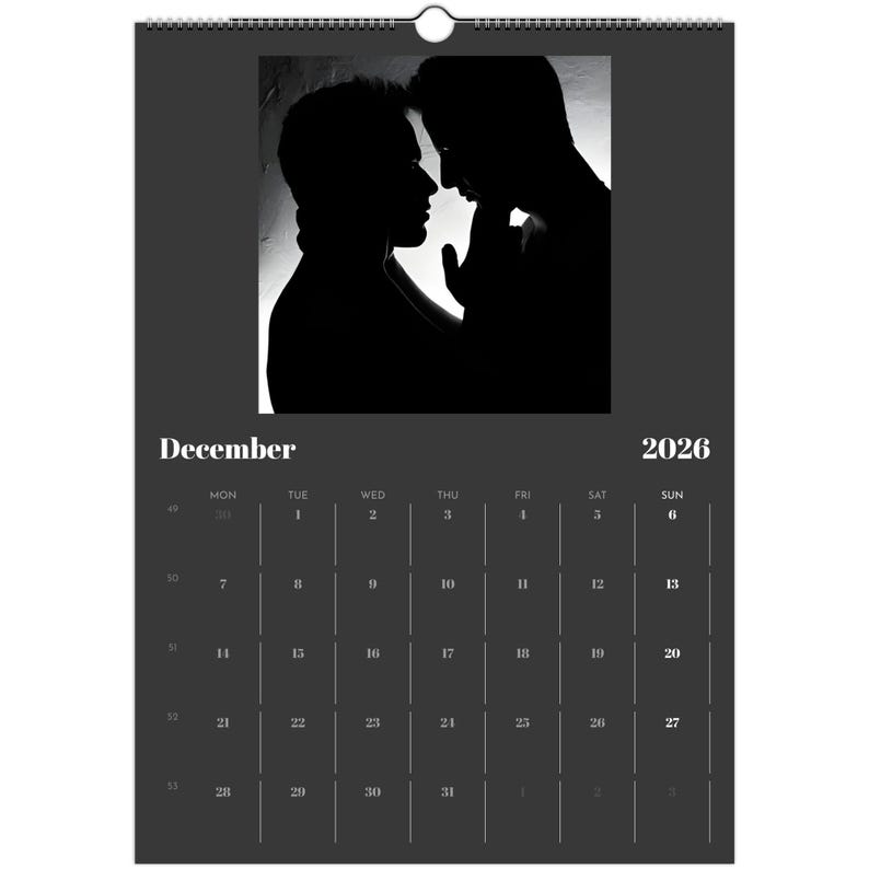 Gay Couple Calendar 2026 | Aesthetic LGBTQ Wall Calendar in Black & White | Intimate Gay Art ...