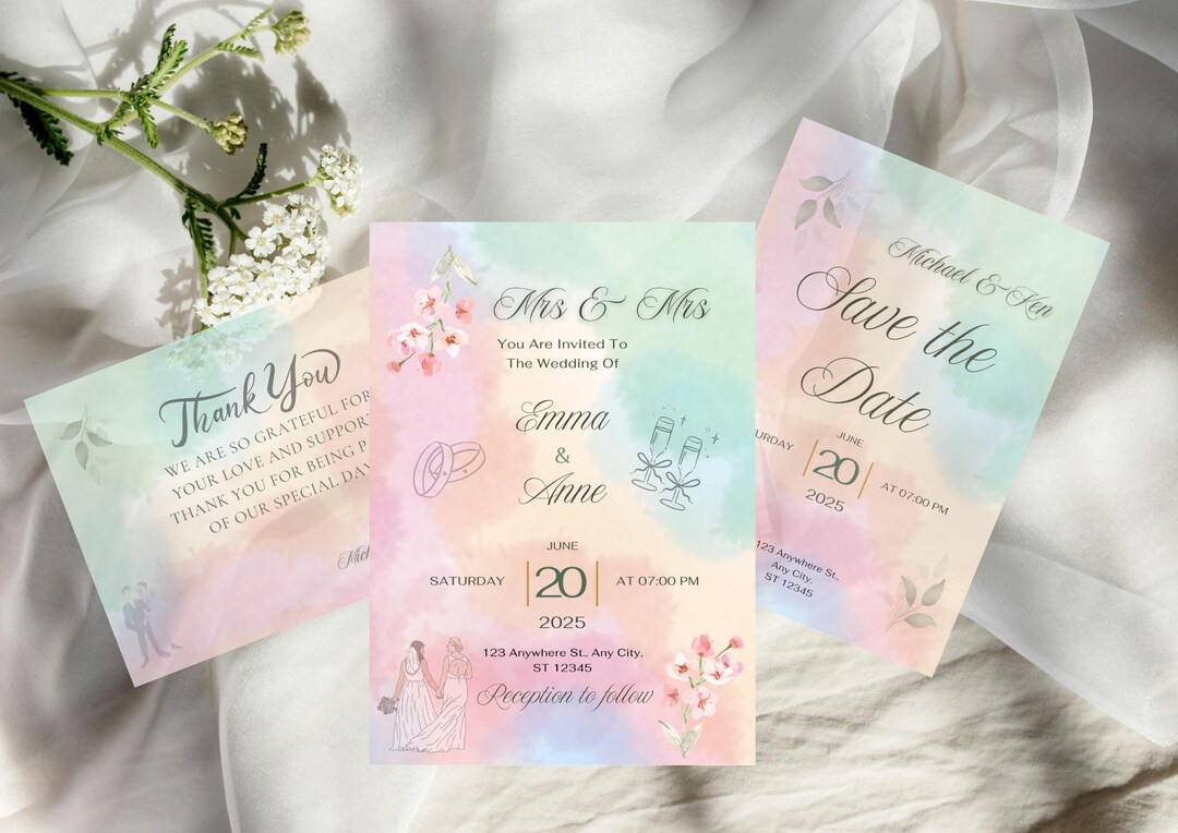 LGBTQ Wedding Card Bundle – Invitation + Save the Date + Thank You Card ...