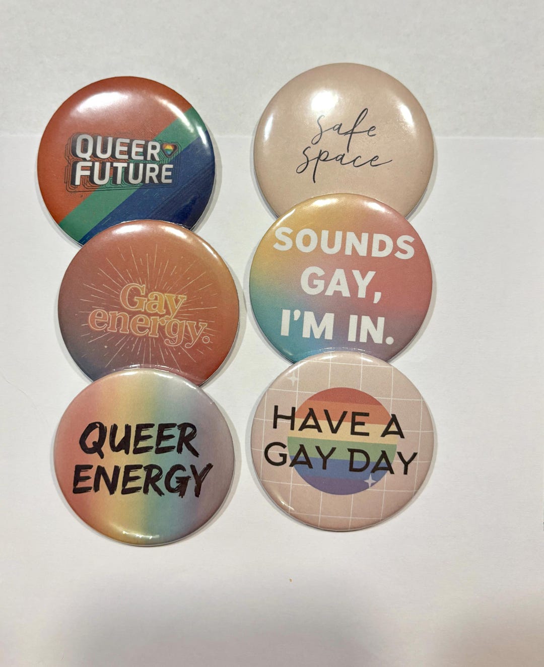 LGBTQ+ Button Set 58 Mm | Queer Energy & Safe Space Buttons | Handmade ...