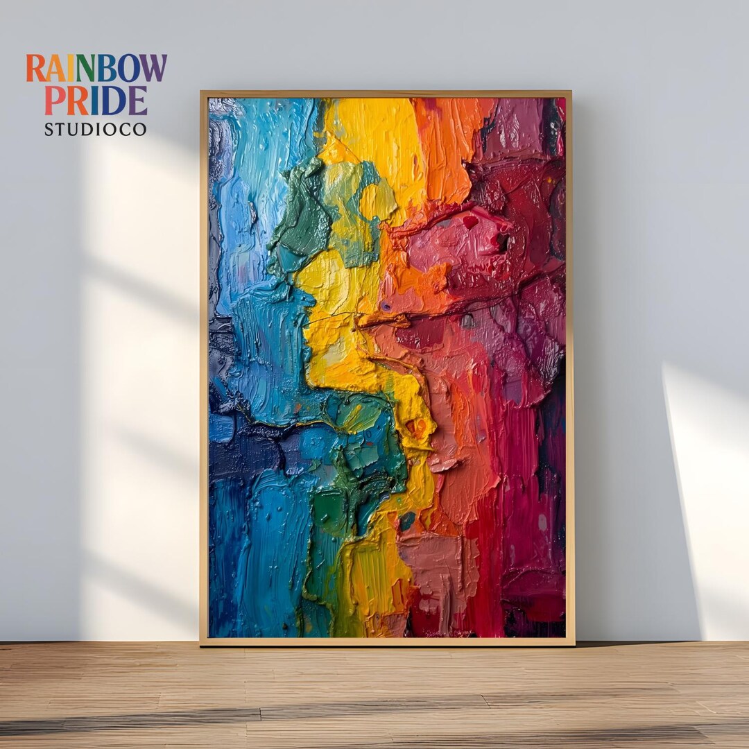 Abstract Rainbow Pride Wall Art | LGBTQ+ Impasto Texture Poster | Queer ...