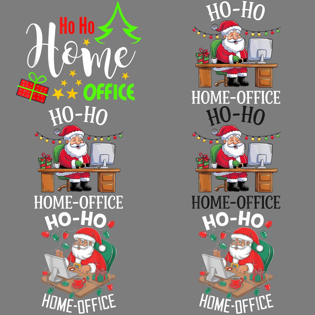 Ho Ho Home Office PNG Funny Working Santa on Computer Clipart ...
