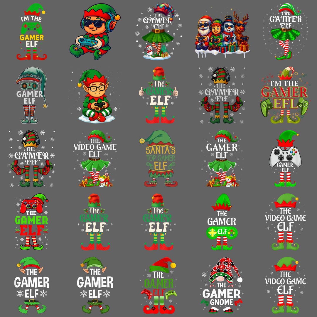 Gamer Elf Christmas PNG Funny Gaming Holiday Clipart, Sublimation ...