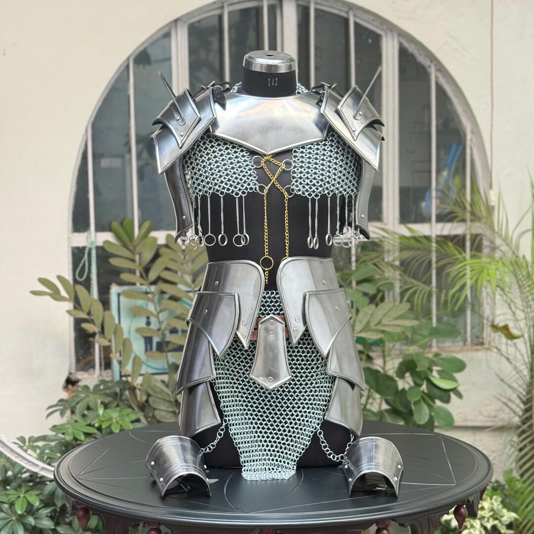 Celestial Huntress Armor – Silver Cuirass & Chain Ensemble | Fantasy ...