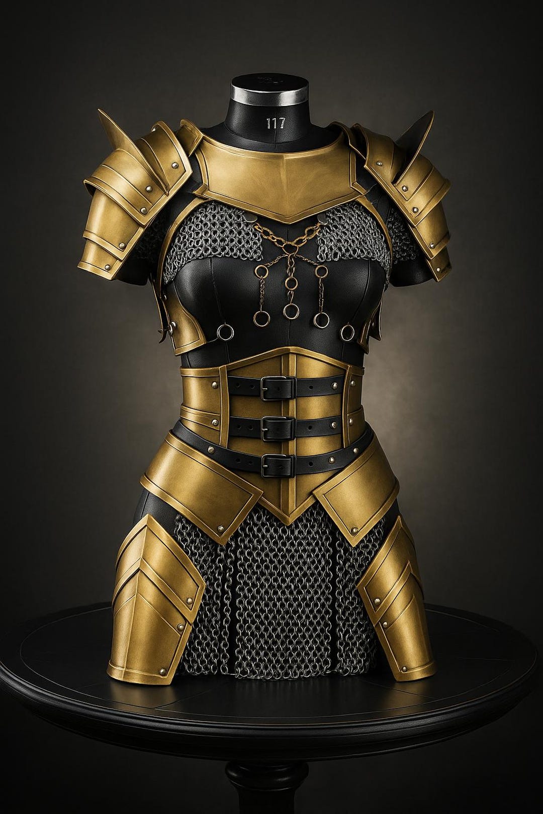 Golden Valkyrie Women’s Armor Set – Gothic Black Chainmail Costume for ...