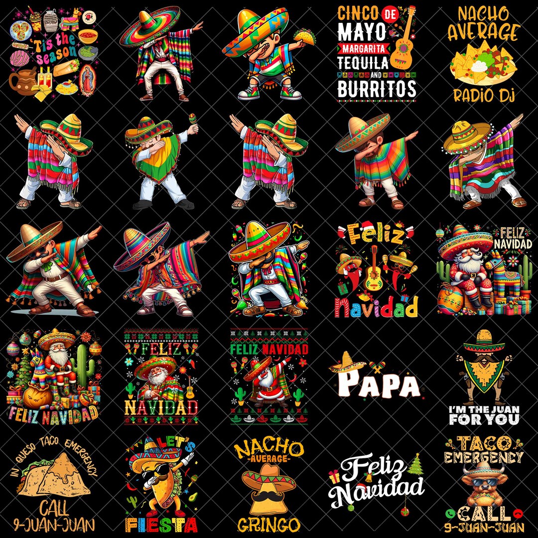 Feliz Navidad Bundle PNG, Mexican Christmas 2025 Sublimation, Fiesta ...