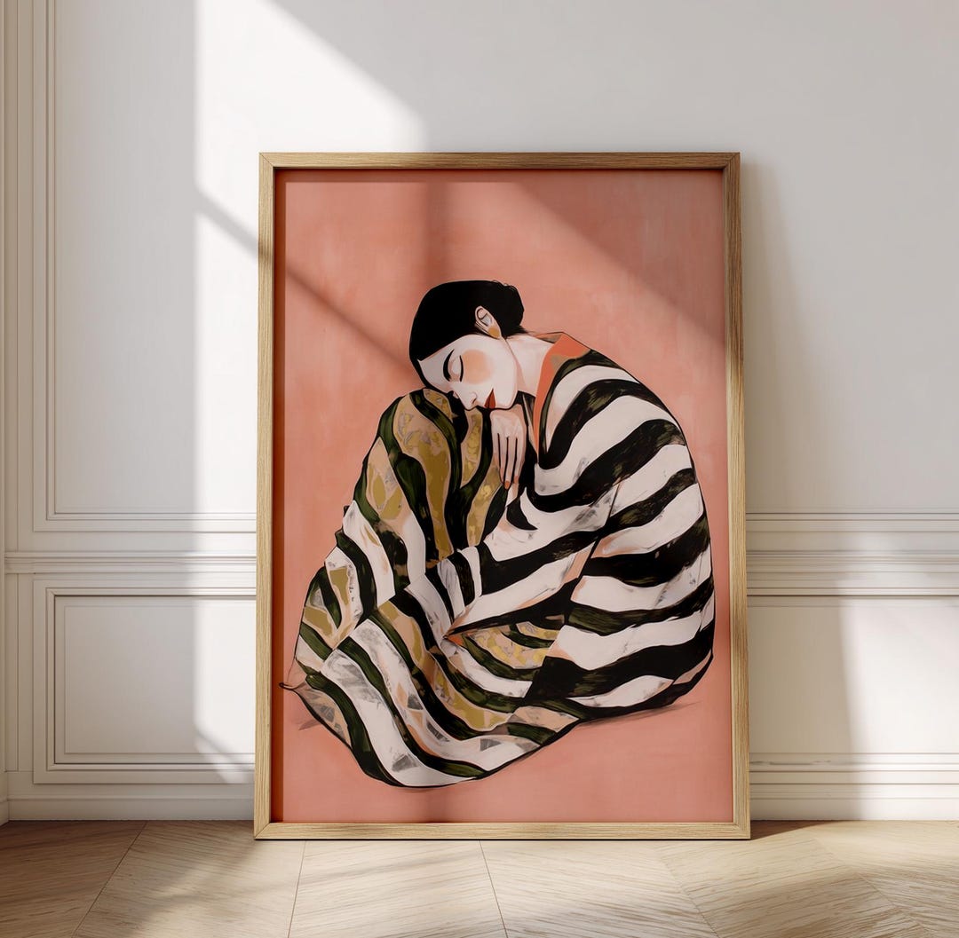 Modern Digital Art Poster – Figurative Illustration of a Woman in Soft ...