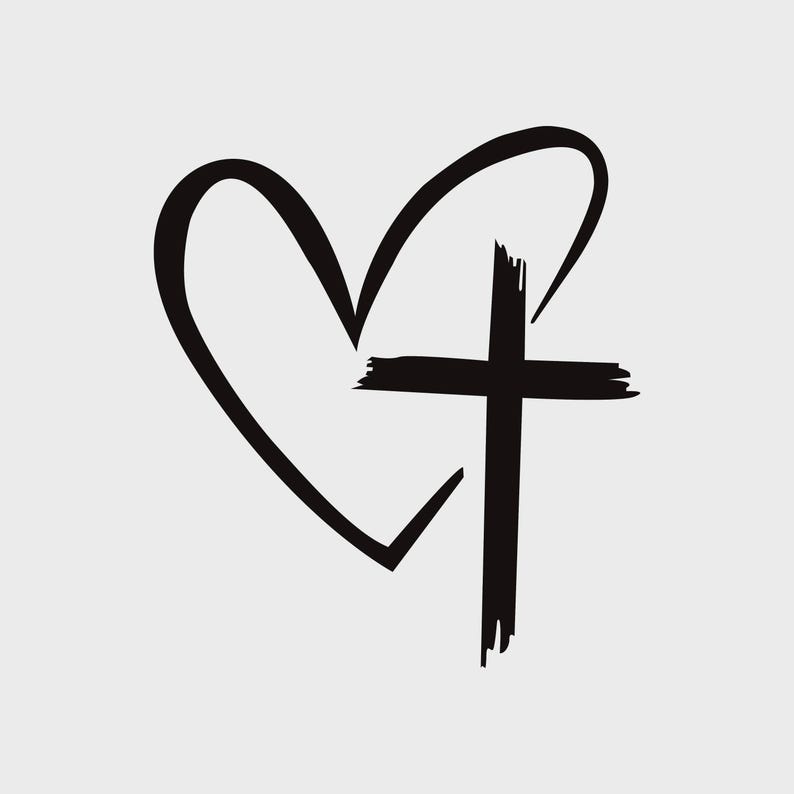 Cross in Heart SVG PNG Heart Cross Svg, Heart Cross Png, Christian ...