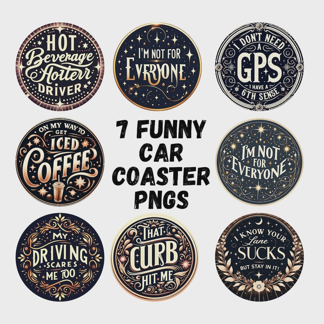 Retro Car Coaster PNG SVG, Funny Car Coaster Sublimation Design ...