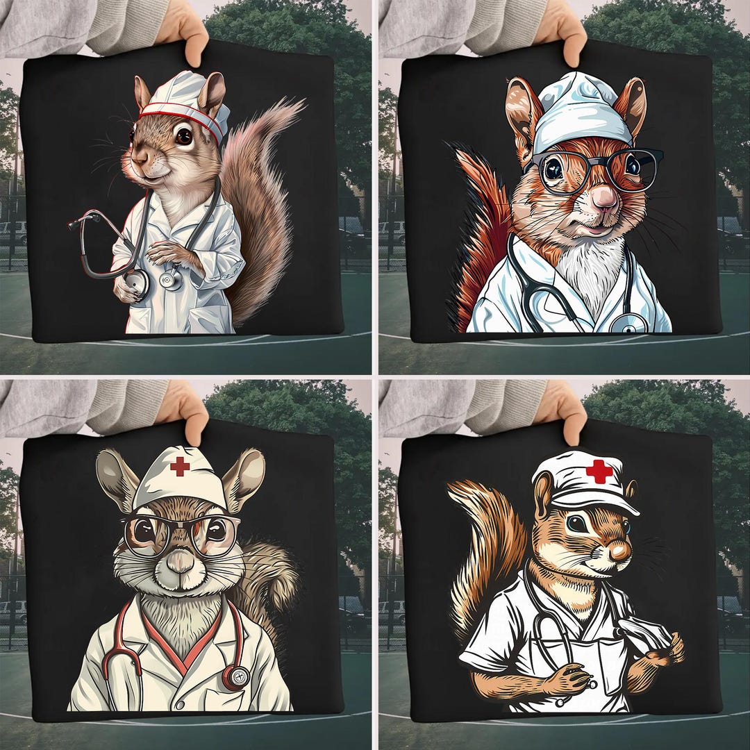 Cute Squirrel Doctor PNG • Funny Medical Animal Illustration • Nurse ...