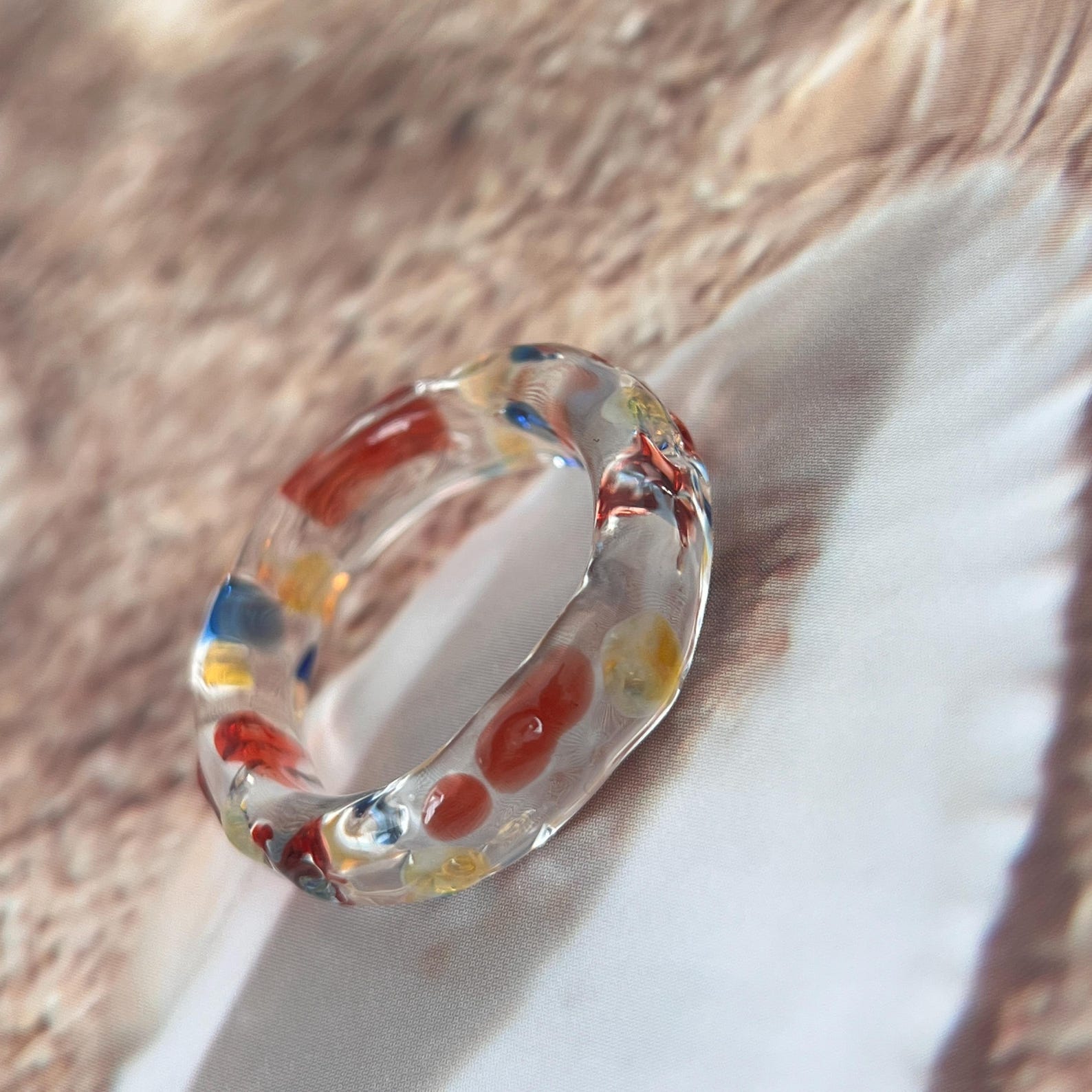 Handmade Colorful Glass Ring – Chunky Minimalist Statement Jewelry - Etsy