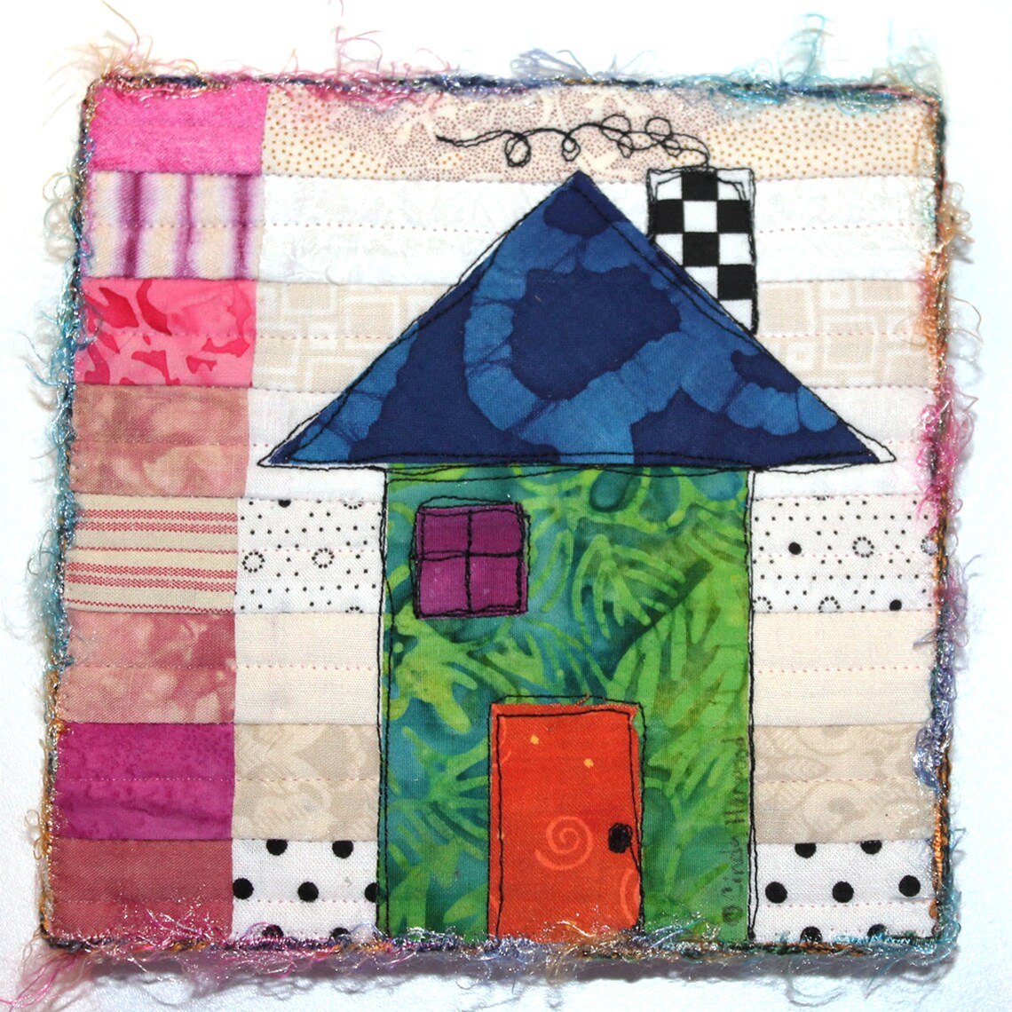 Fiber Mixed Media House on Canvas - Etsy