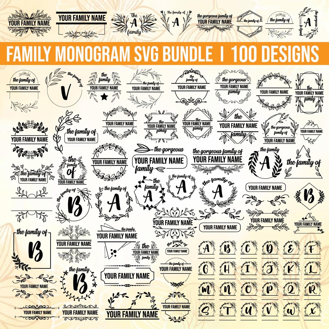 Family Name Monogram Svg Bundle, Alphabet Monogram Svg, Split Alphabet ...