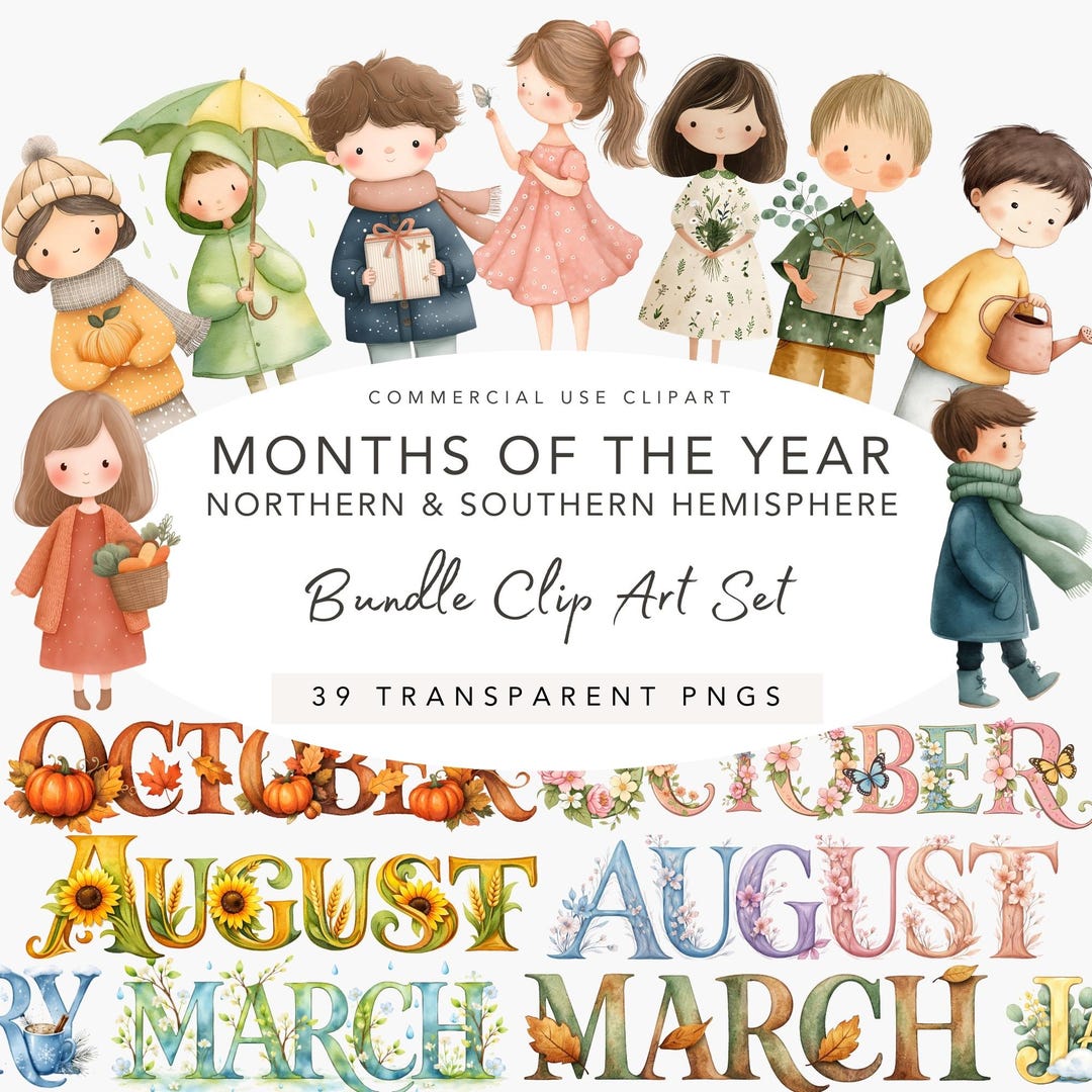 Months of the Year Clipart Bundle | Northern & Southern Hemisphere ...