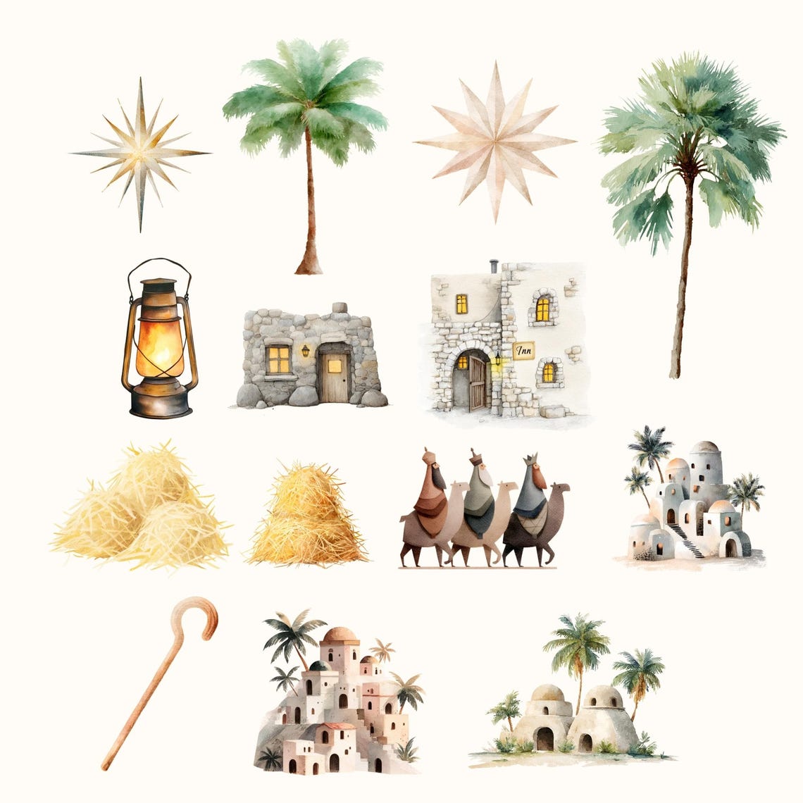 Nativity Clipart Set – Christmas Story PNG Bundle, Holy Family, Wise ...