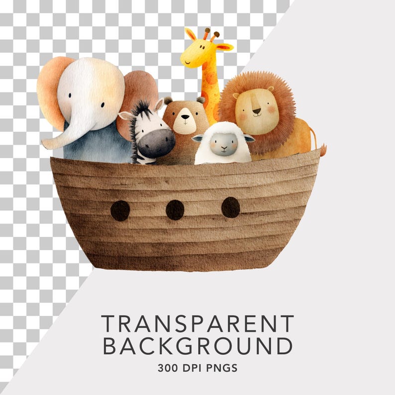 Noah’s Ark Clipart Pack, Watercolor Bible Story Pngs, Christian Sunday ...