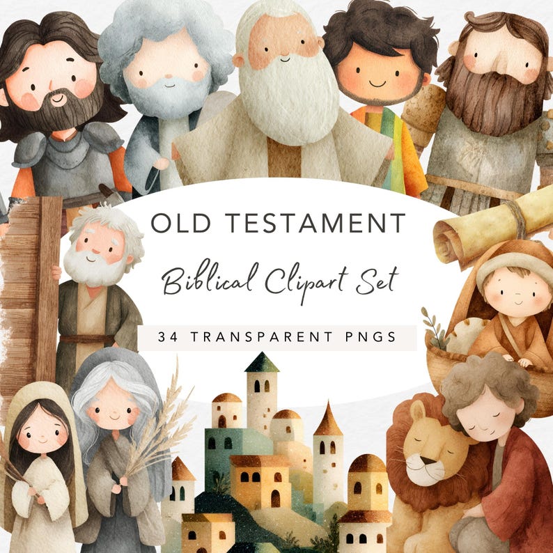 Old Testament Bible Story Clipart | Christian Watercolor Characters and ...