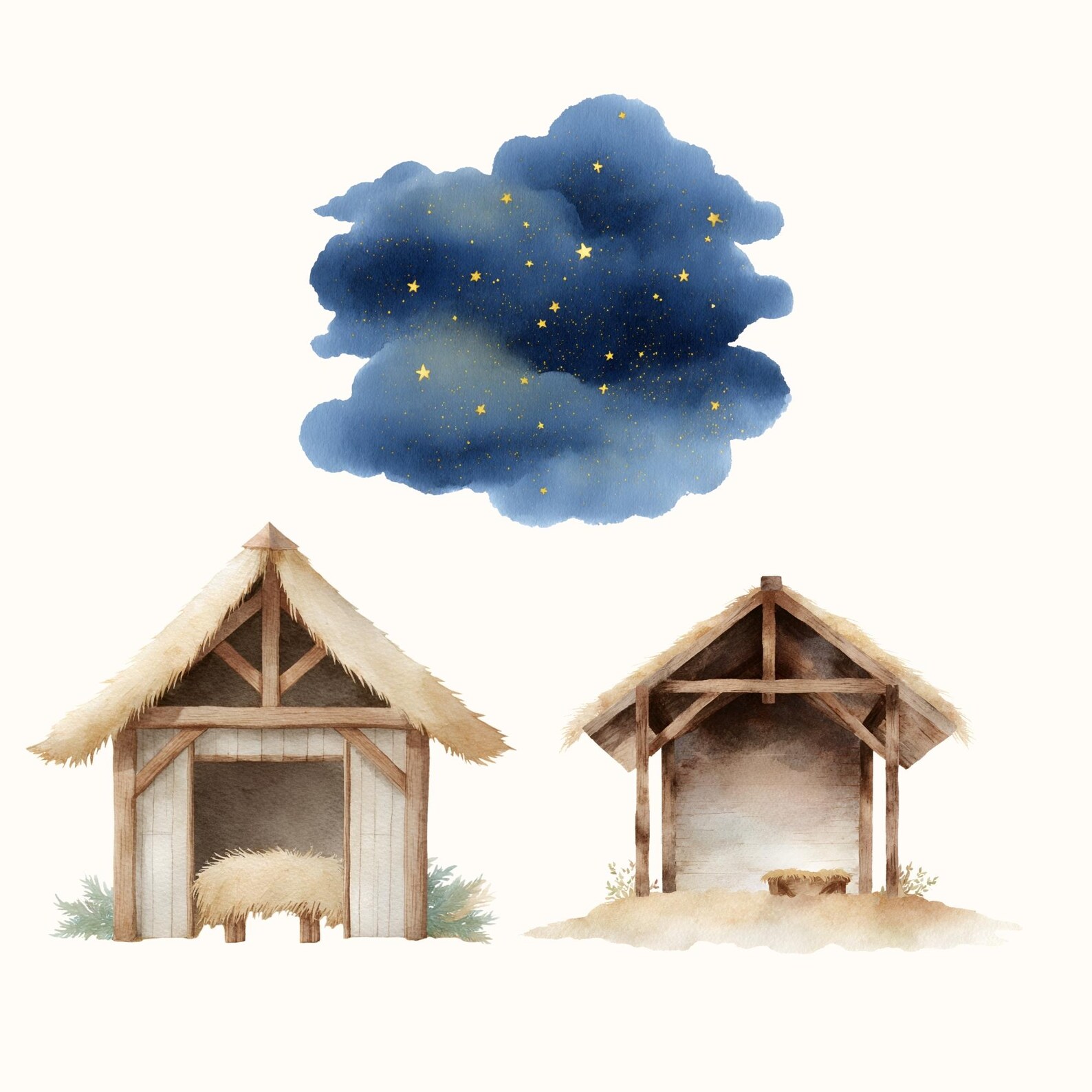 Nativity Clipart Set – Christmas Story PNG Bundle, Holy Family, Wise ...