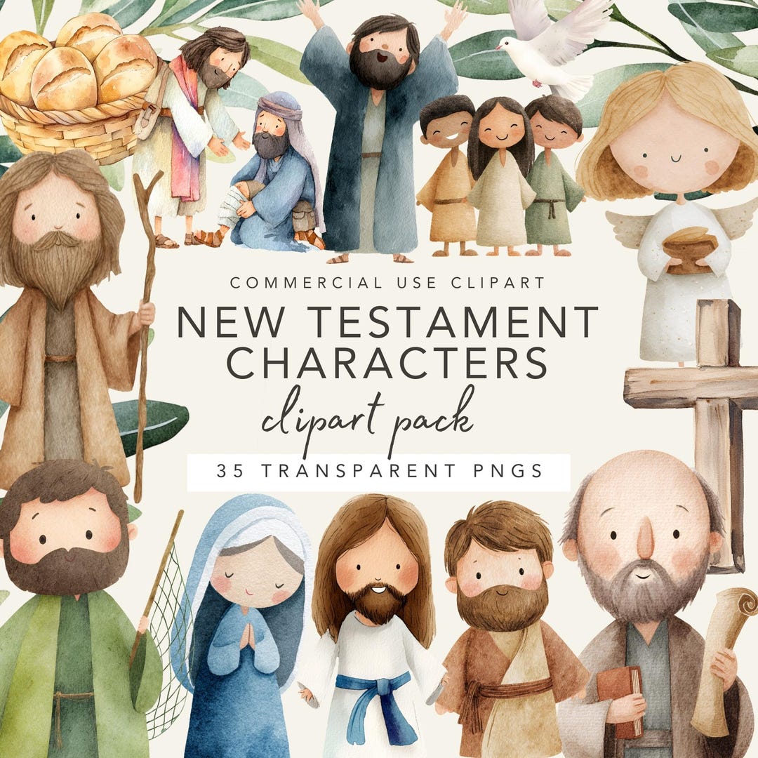 New Testament Characters Clipart Pack, Christian Watercolor Digital ...