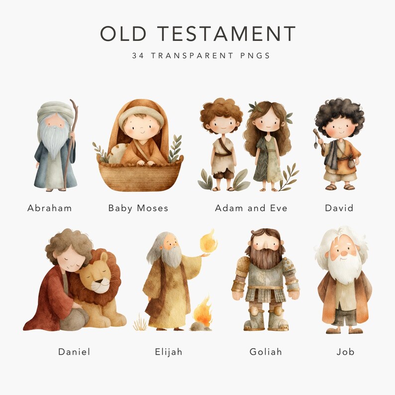 Old Testament Bible Story Clipart | Christian Watercolor Characters and ...