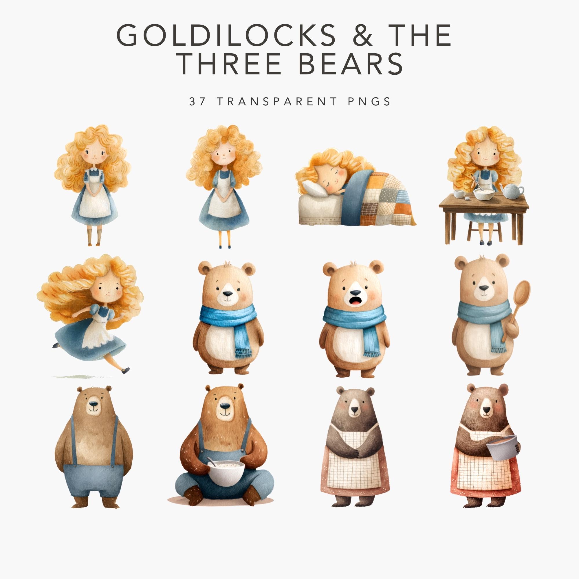 Goldilocks & the Three Bears Watercolor Clipart – Fairytale Nursery ...
