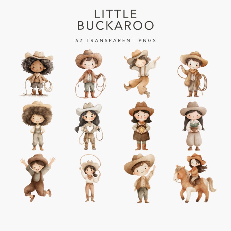 Wild Buckaroos – My First Rodeo Cowboy & Cowgirl Clipart Set | Cowboy ...