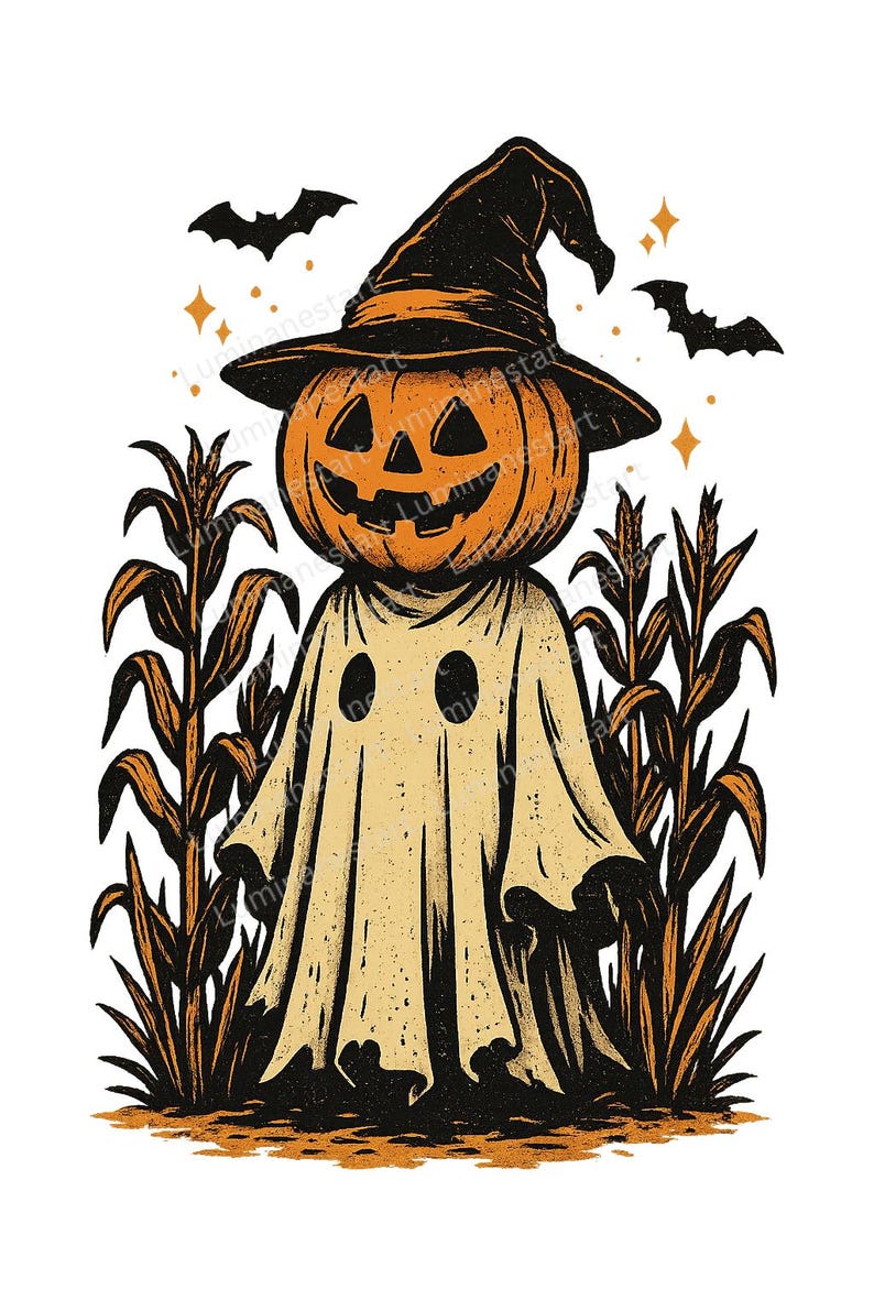 Pumpkin Head Ghost PNG: Halloween Clipart, Kids Crafts (digital ...