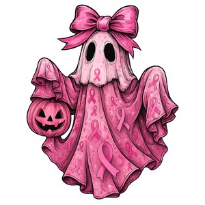 Pink Ghost Breast Cancer Awareness PNG - Halloween Pumpkin Ribbon ...