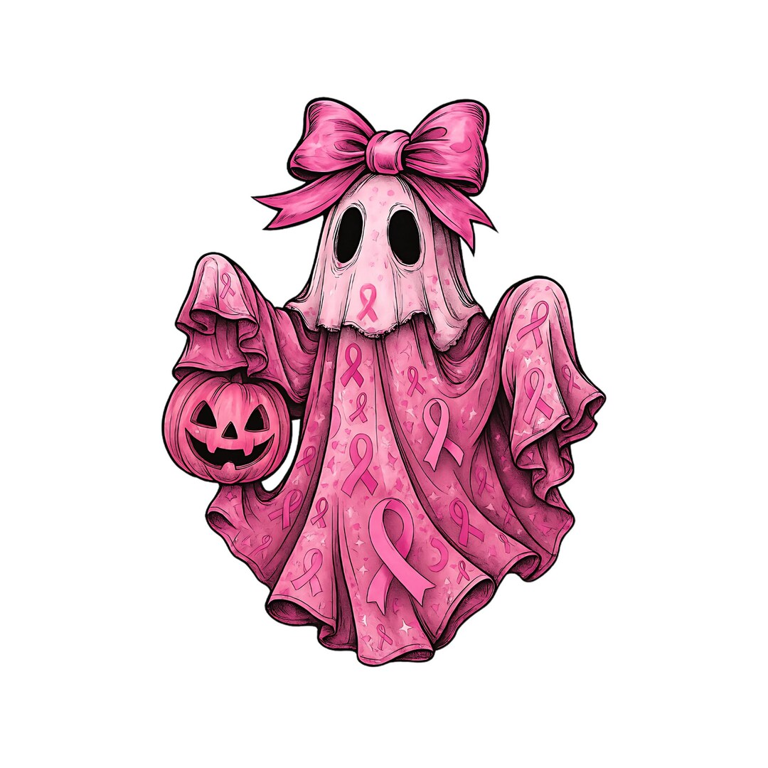 Pink Ghost Breast Cancer Awareness PNG - Halloween Pumpkin Ribbon ...