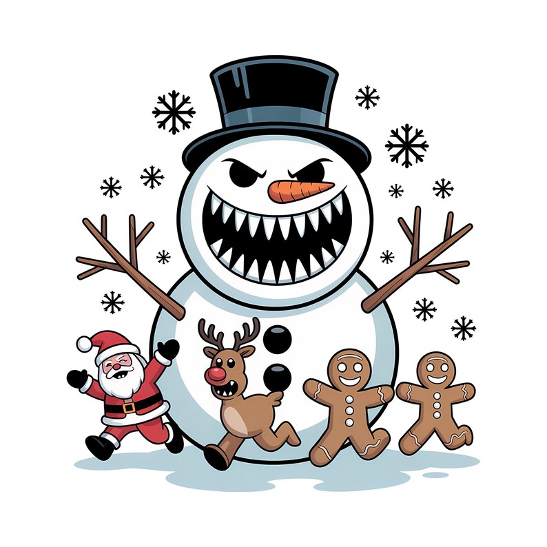 Scary Snowman PNG Sublimation - Evil Christmas Design - Santa Reindeer ...